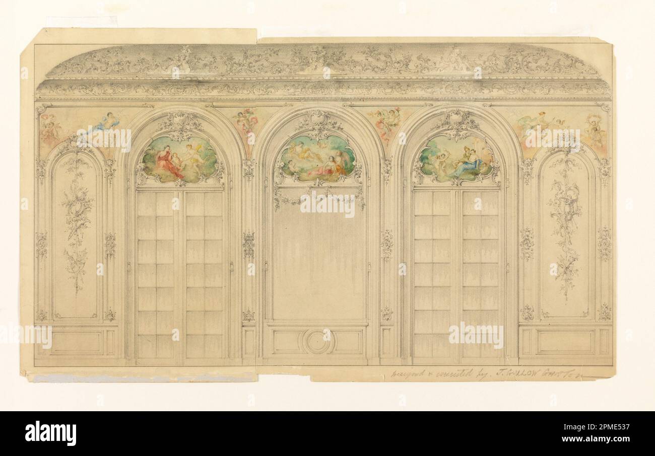 Drawing, Drawing: Elevation of the window wall of the drawing room of ...