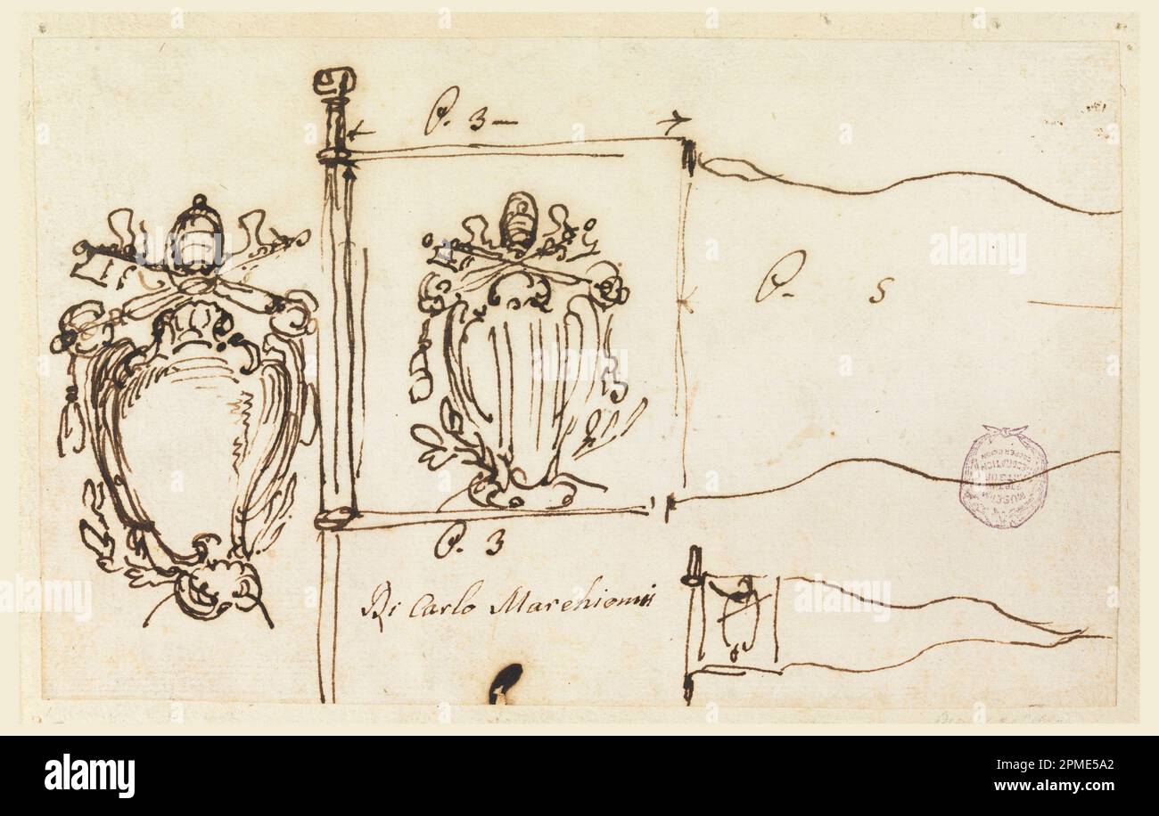 Three sketches for a standard of pope benedict xiv th hi-res stock ...