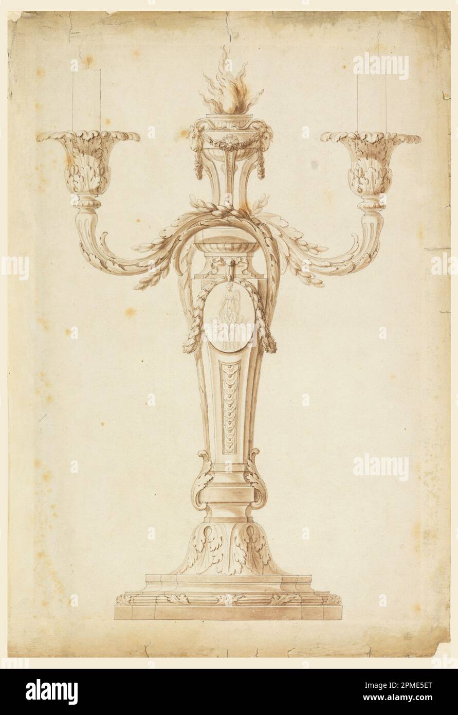 Drawing, Design for a Candlestick; Attributed to Jacques III Roëttiers ...