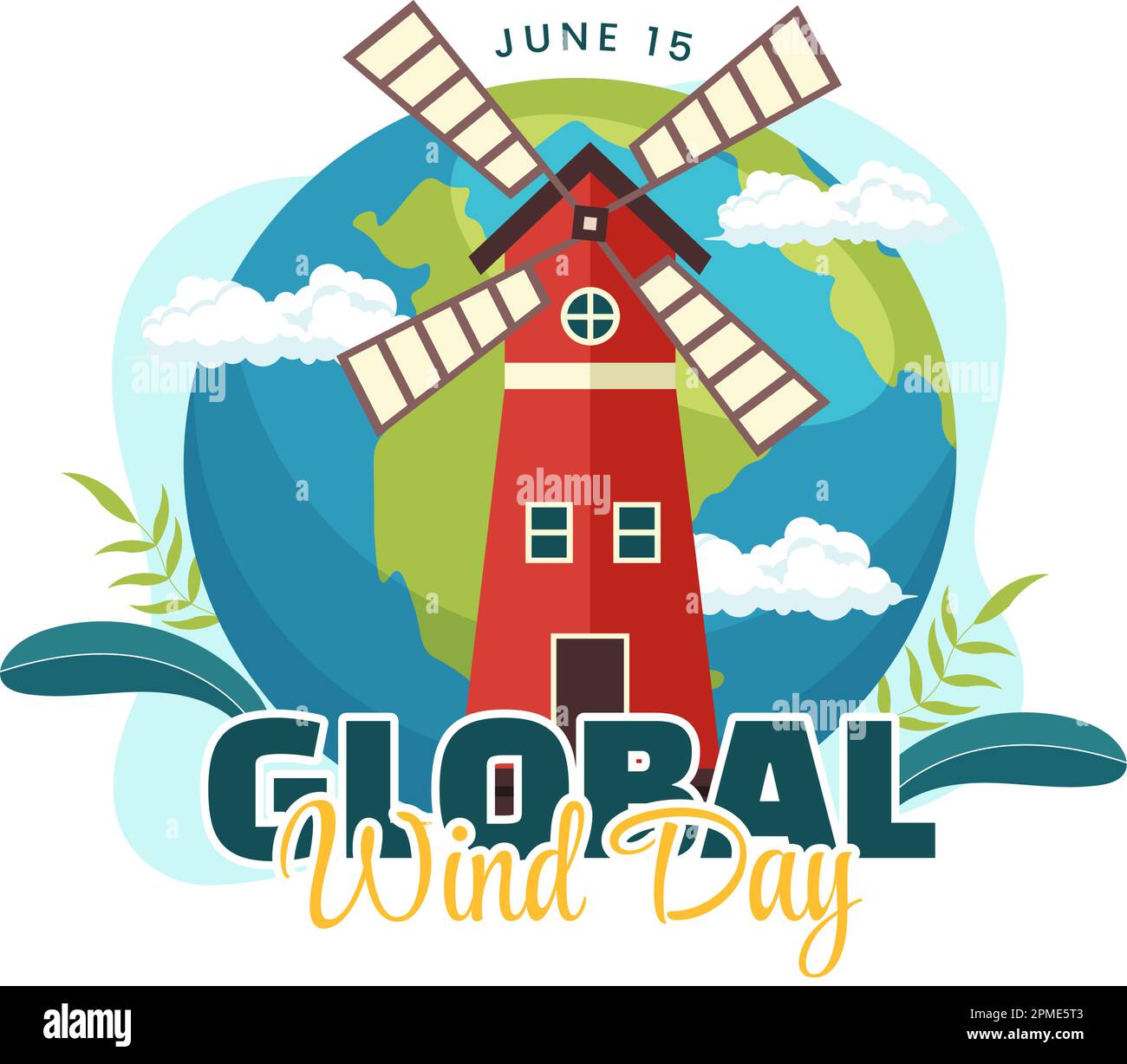 Global Wind Day Vector Illustration on June 15 with Earth Globe and ...
