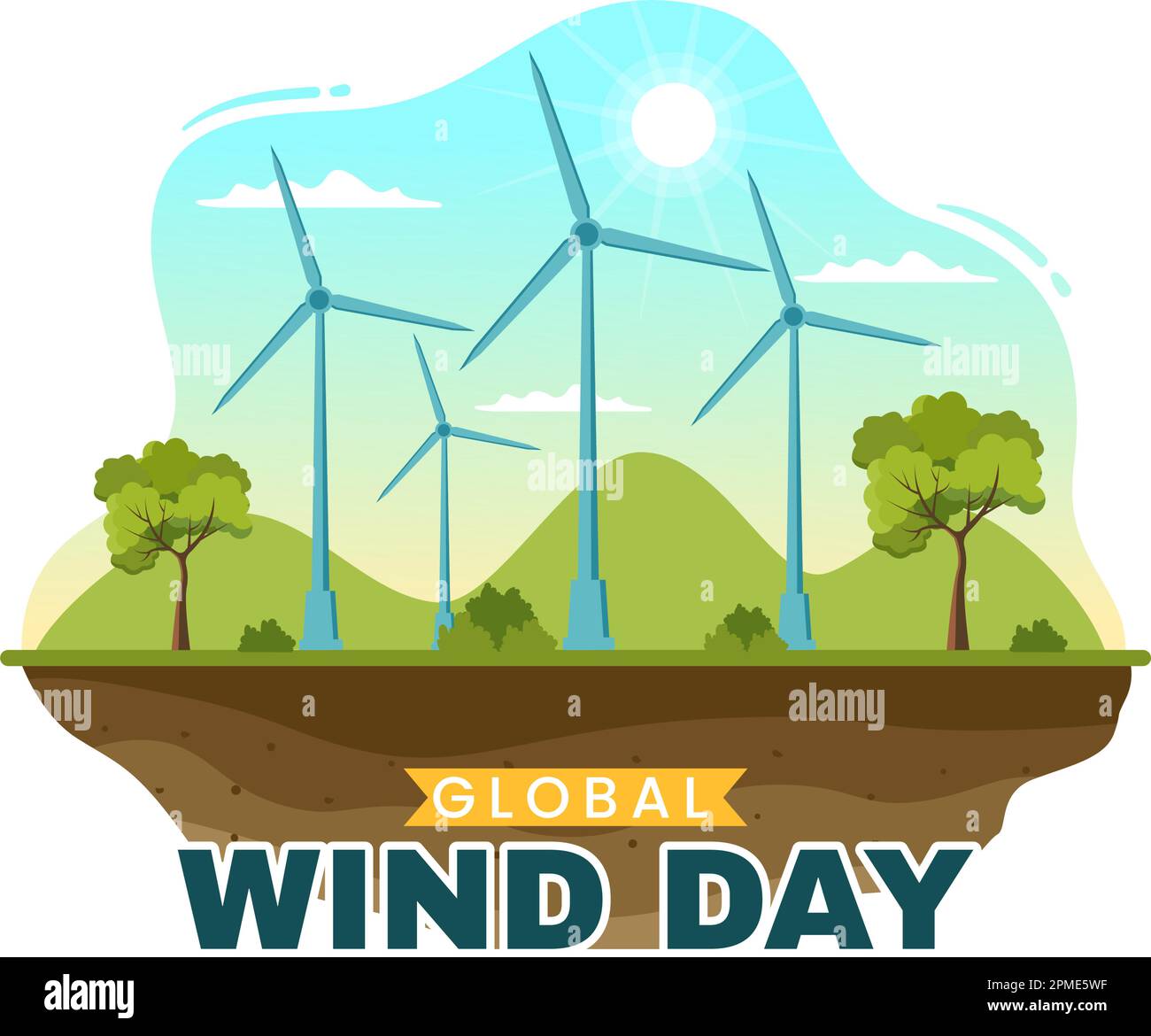 Global Wind Day Vector Illustration on June 15 with Earth Globe and ...