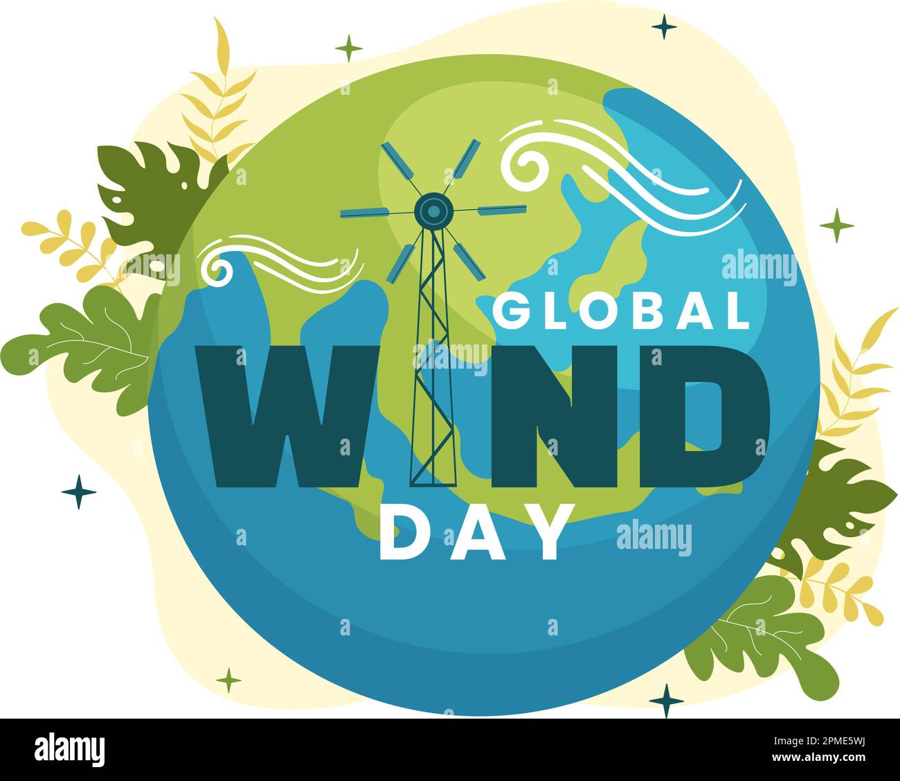 Global Wind Day Vector Illustration on June 15 with Earth Globe and ...