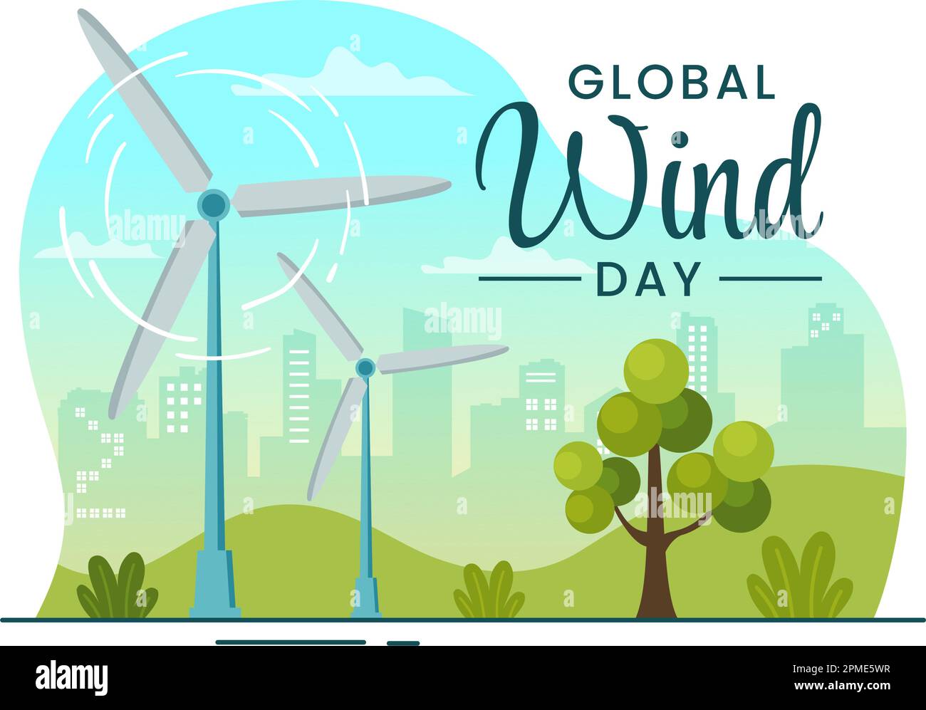 Global Wind Day Vector Illustration on June 15 with Earth Globe and ...