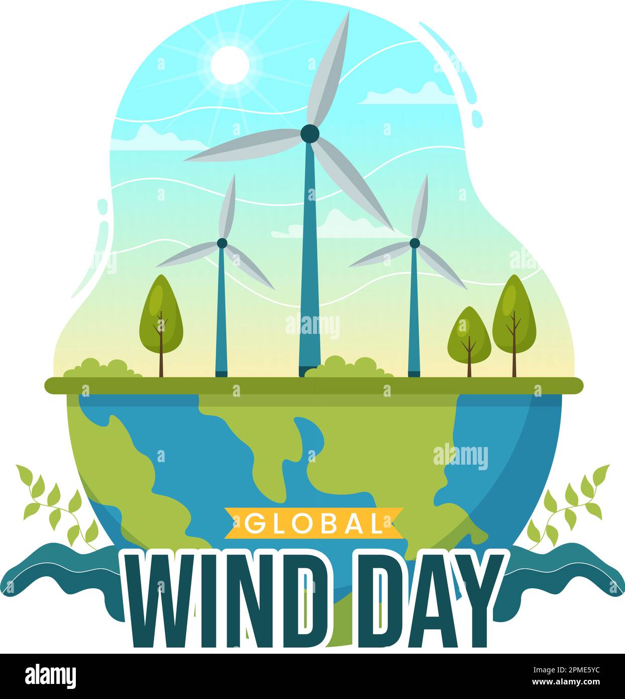 Global Wind Day Vector Illustration on June 15 with Earth Globe and ...
