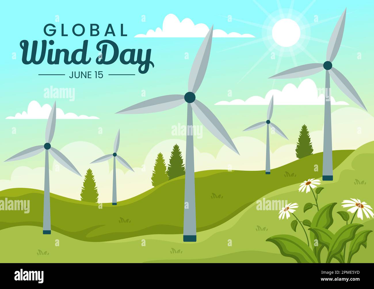 Global Wind Day Vector Illustration on June 15 with Earth Globe and ...