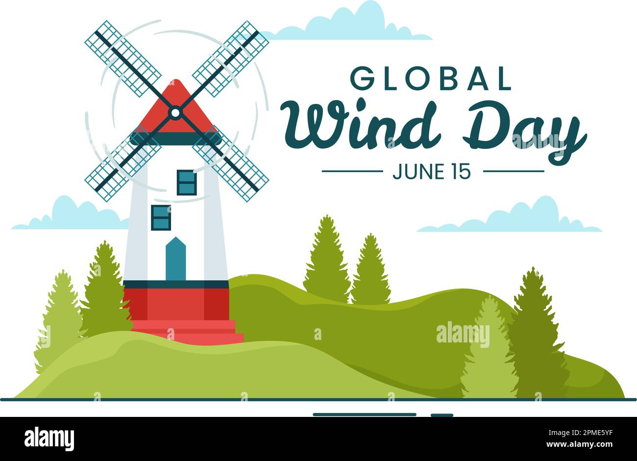 Global Wind Day Vector Illustration on June 15 with Earth Globe and ...