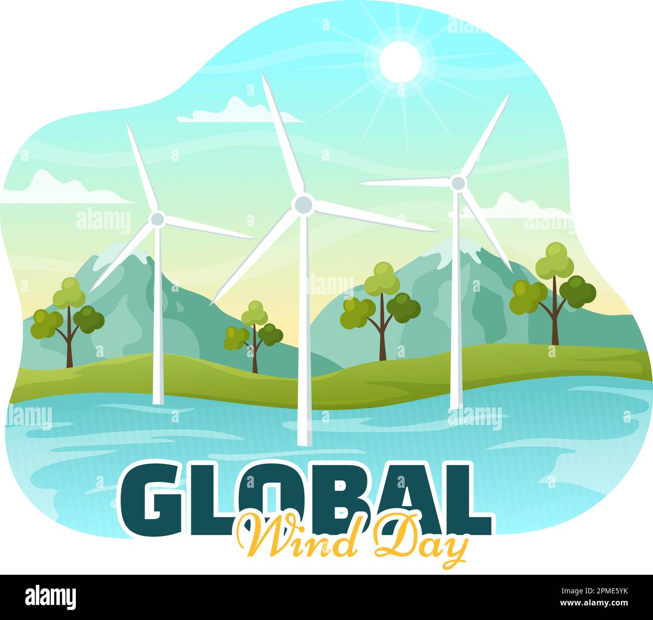 Global Wind Day Vector Illustration on June 15 with Earth Globe and ...