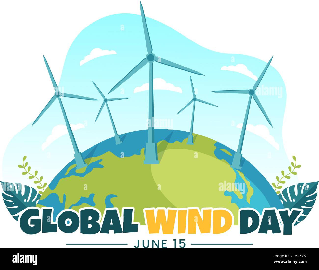 Global Wind Day Vector Illustration on June 15 with Earth Globe and ...