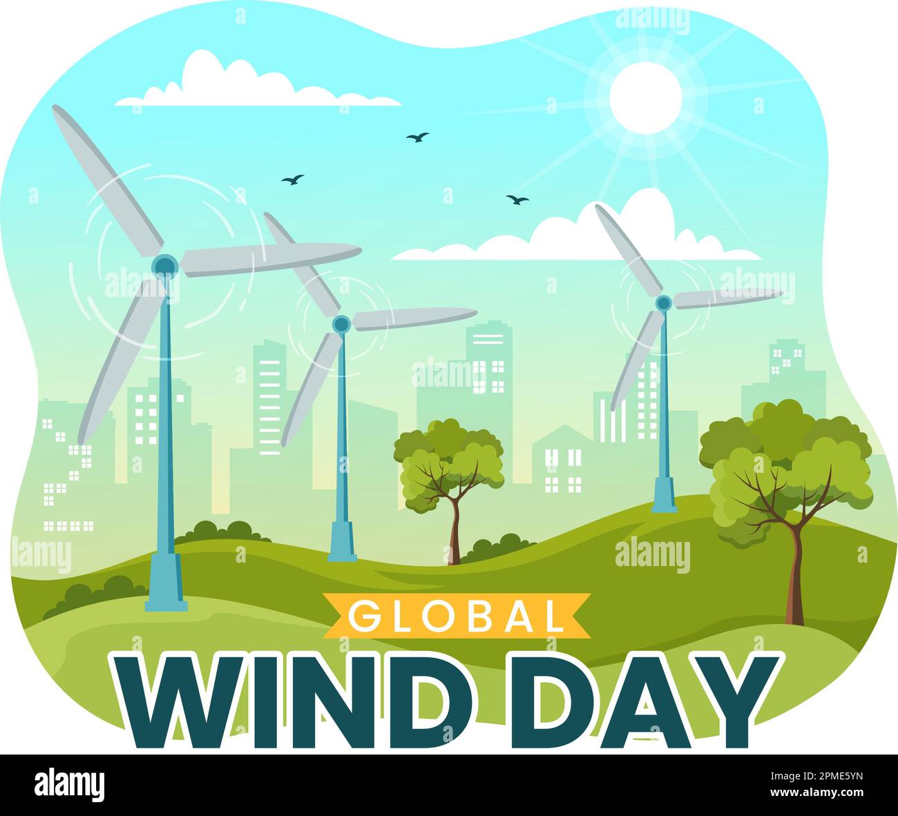 Global Wind Day Vector Illustration on June 15 with Earth Globe and ...