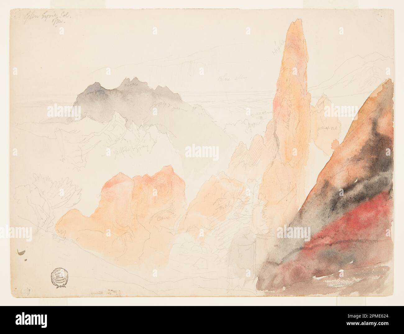 Drawing, Glen Eyrie, Colorado; Thomas Moran (American, b. Britain, 1837 ...