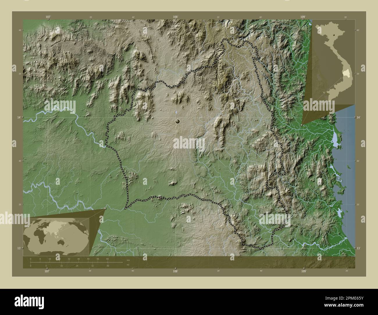 Gia Lai, province of Vietnam. Elevation map colored in wiki style with ...