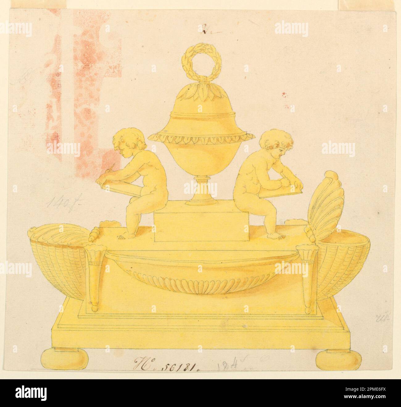 Drawing, Design for ink stand; Manufactured by Lefebvre Manufactory ...