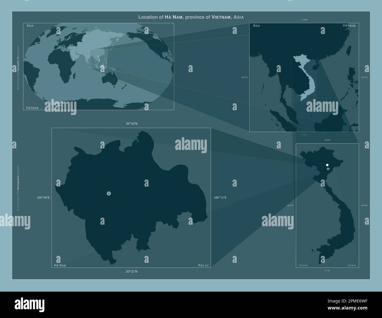 Ha Nam, province of Vietnam. Diagram showing the location of the region ...