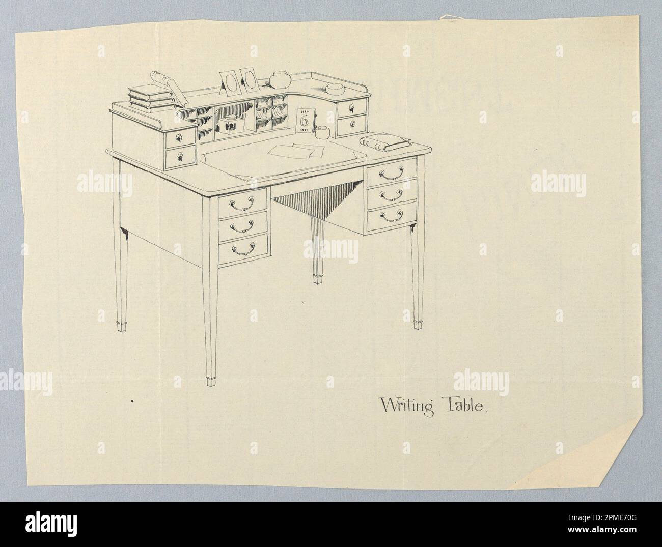 Drawing, Design for Rectangular Writing Table with Six Drawers ...