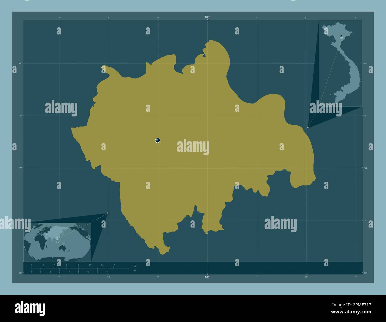 Ha Nam, province of Vietnam. Solid color shape. Corner auxiliary ...