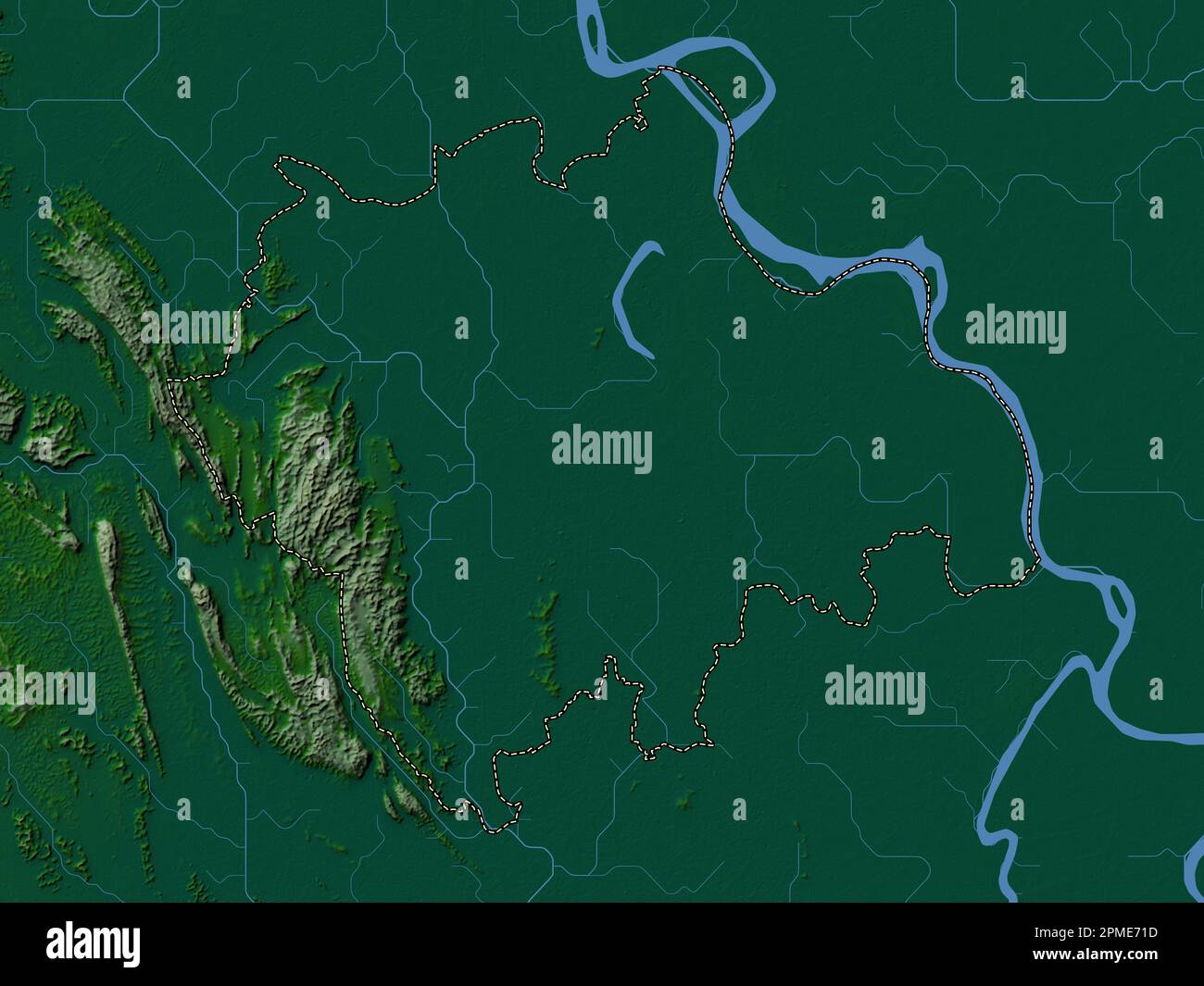 Ha Nam, province of Vietnam. Colored elevation map with lakes and ...