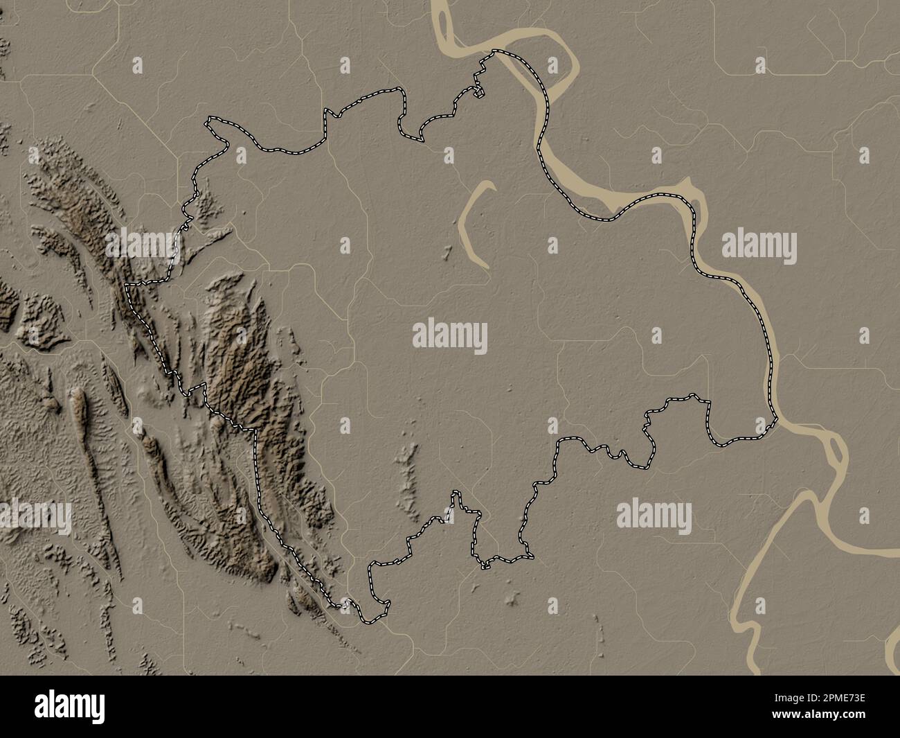 Ha Nam, province of Vietnam. Elevation map colored in sepia tones with ...