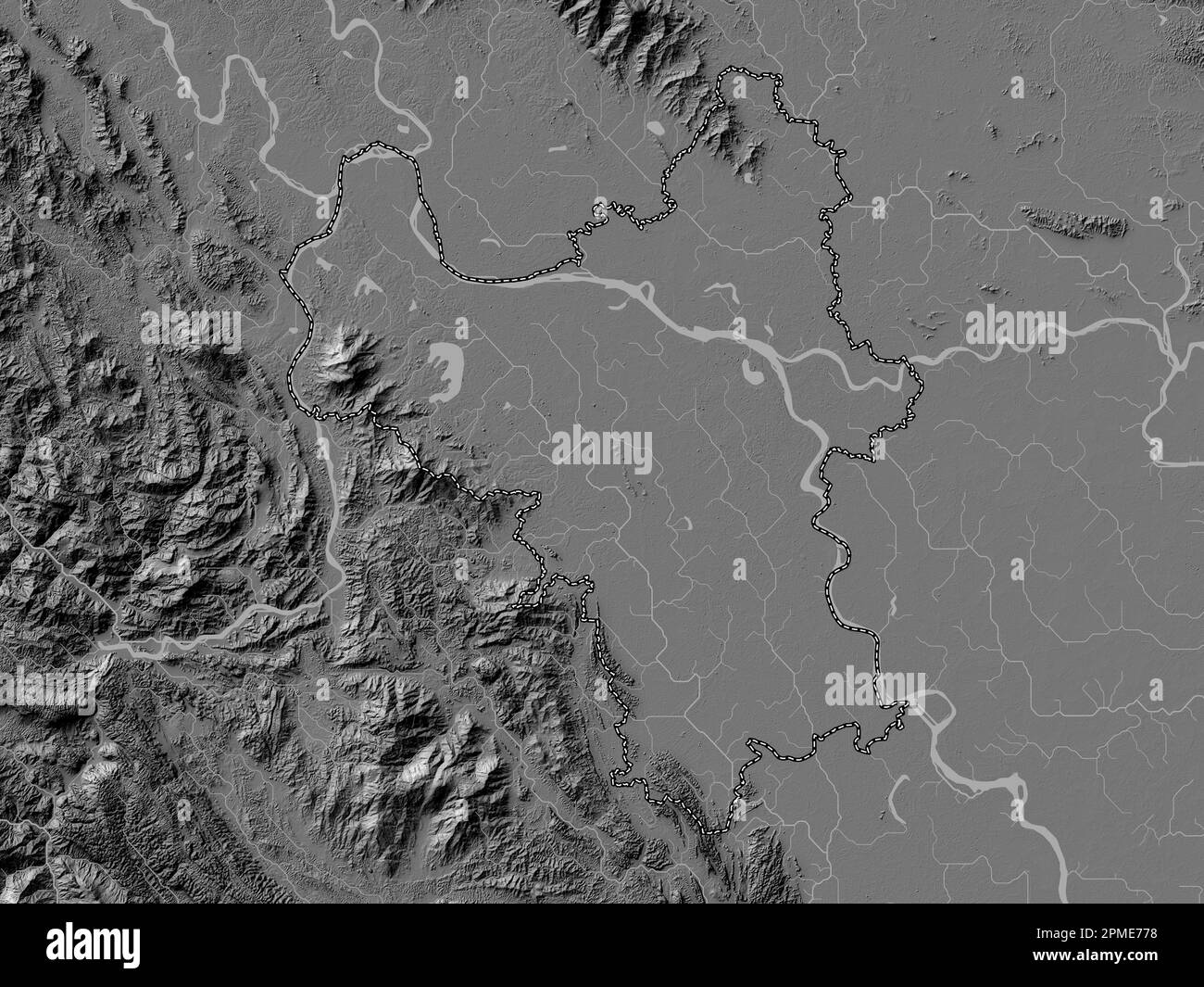 Ha Noi, city|municipality|thanh pho of Vietnam. Bilevel elevation map ...
