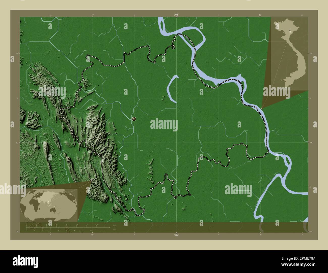 Ha Nam, province of Vietnam. Elevation map colored in wiki style with ...