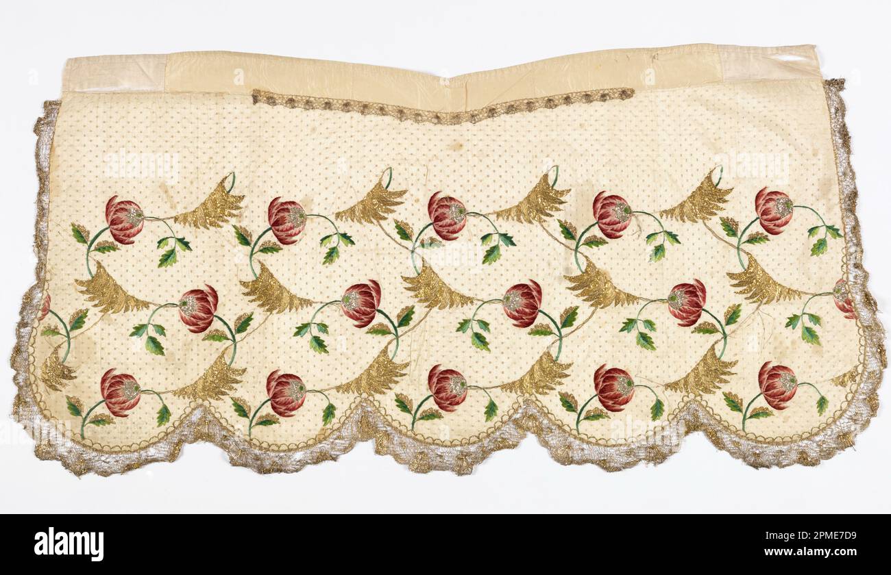Apron (France); silk on silk foundation, metal-wrapped silk, flat ...