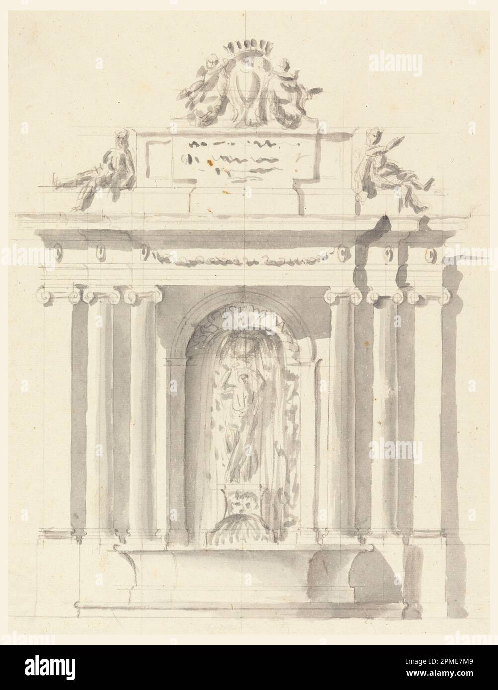 Wall fountain this is a drawing it was architect hi-res stock ...