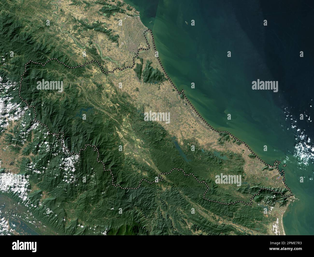 Ha Tinh, province of Vietnam. Low resolution satellite map Stock Photo ...