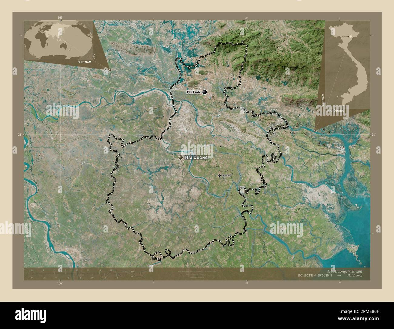 Hai Duong, province of Vietnam. High resolution satellite map ...