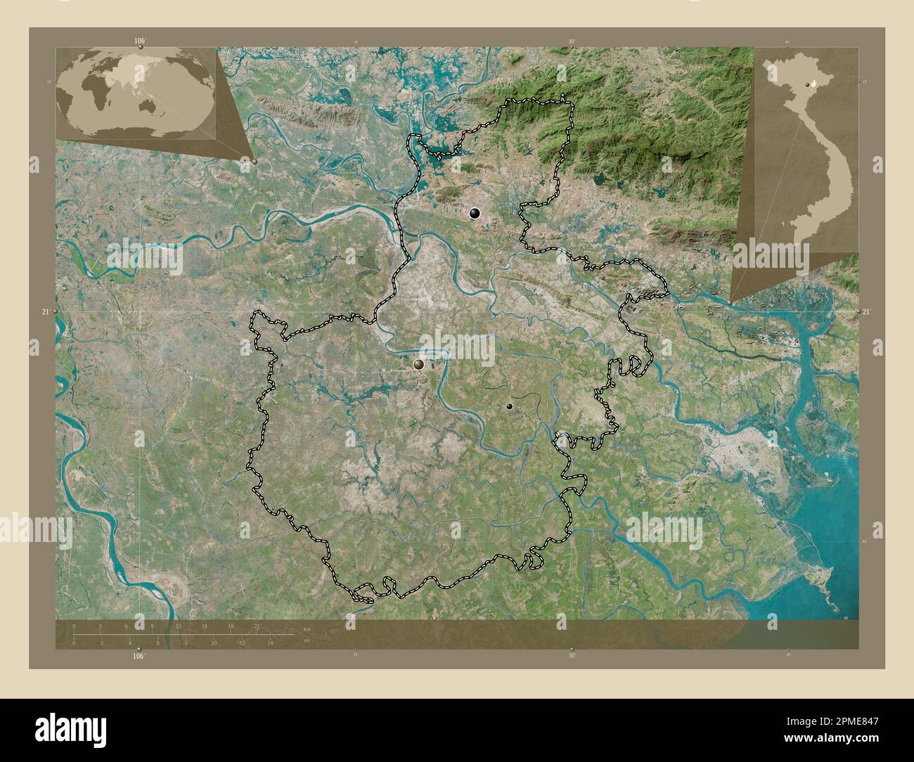 Hai Duong, province of Vietnam. High resolution satellite map ...