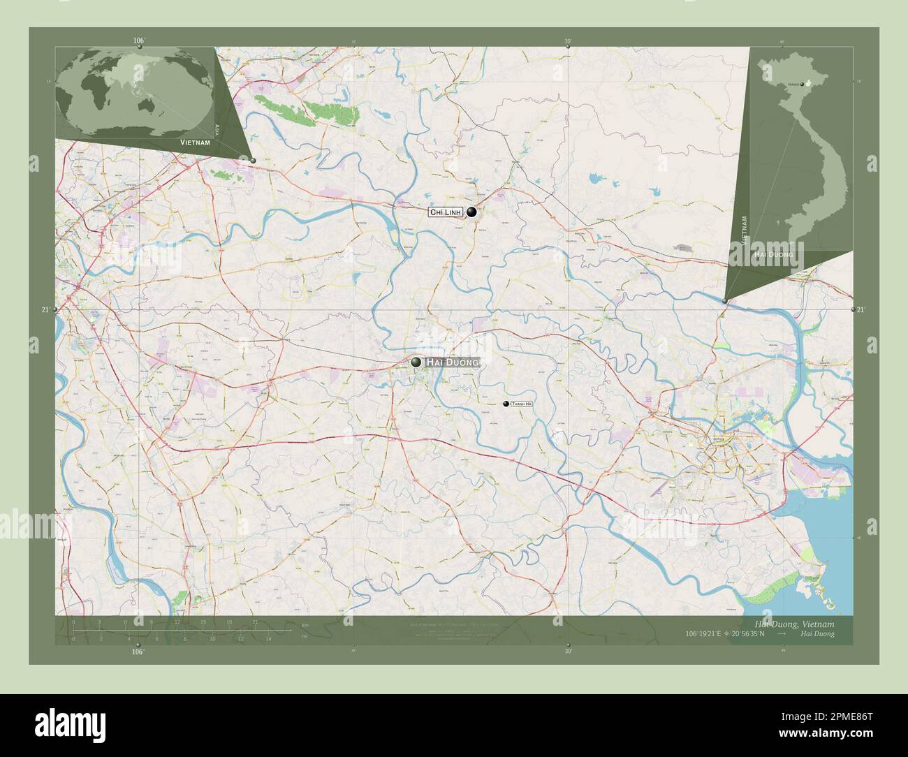 Hai Duong, province of Vietnam. Open Street Map. Locations and names of ...