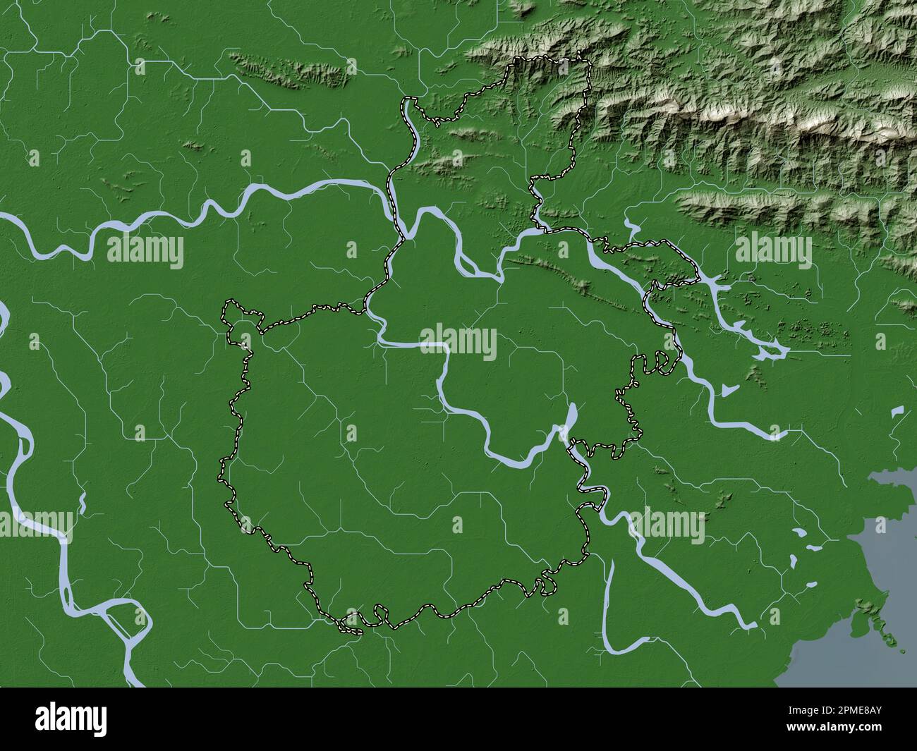 Hai Duong, province of Vietnam. Elevation map colored in wiki style ...