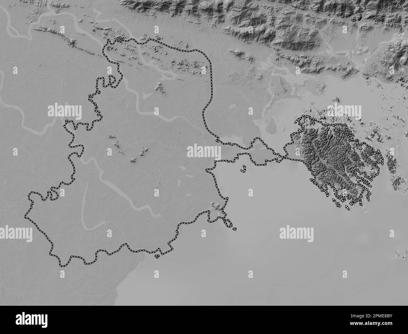 Hai Phong, city|municipality|thanh pho of Vietnam. Grayscale elevation ...