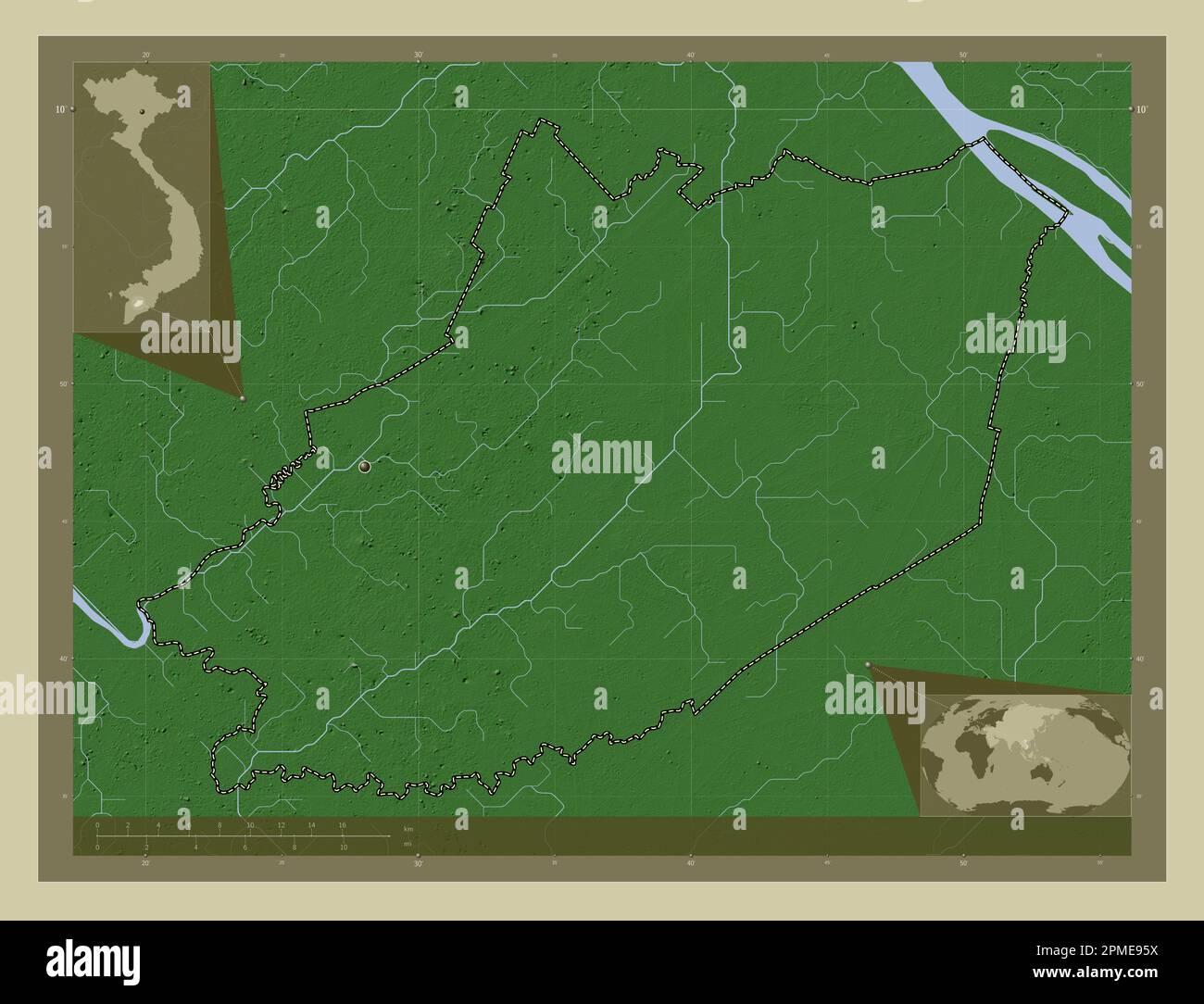 Hau Giang, province of Vietnam. Elevation map colored in wiki style ...