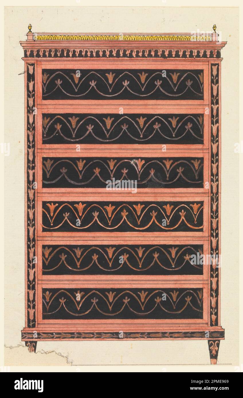 Drawing, Design for a Chest of Drawers; Germany; pen and black ink ...