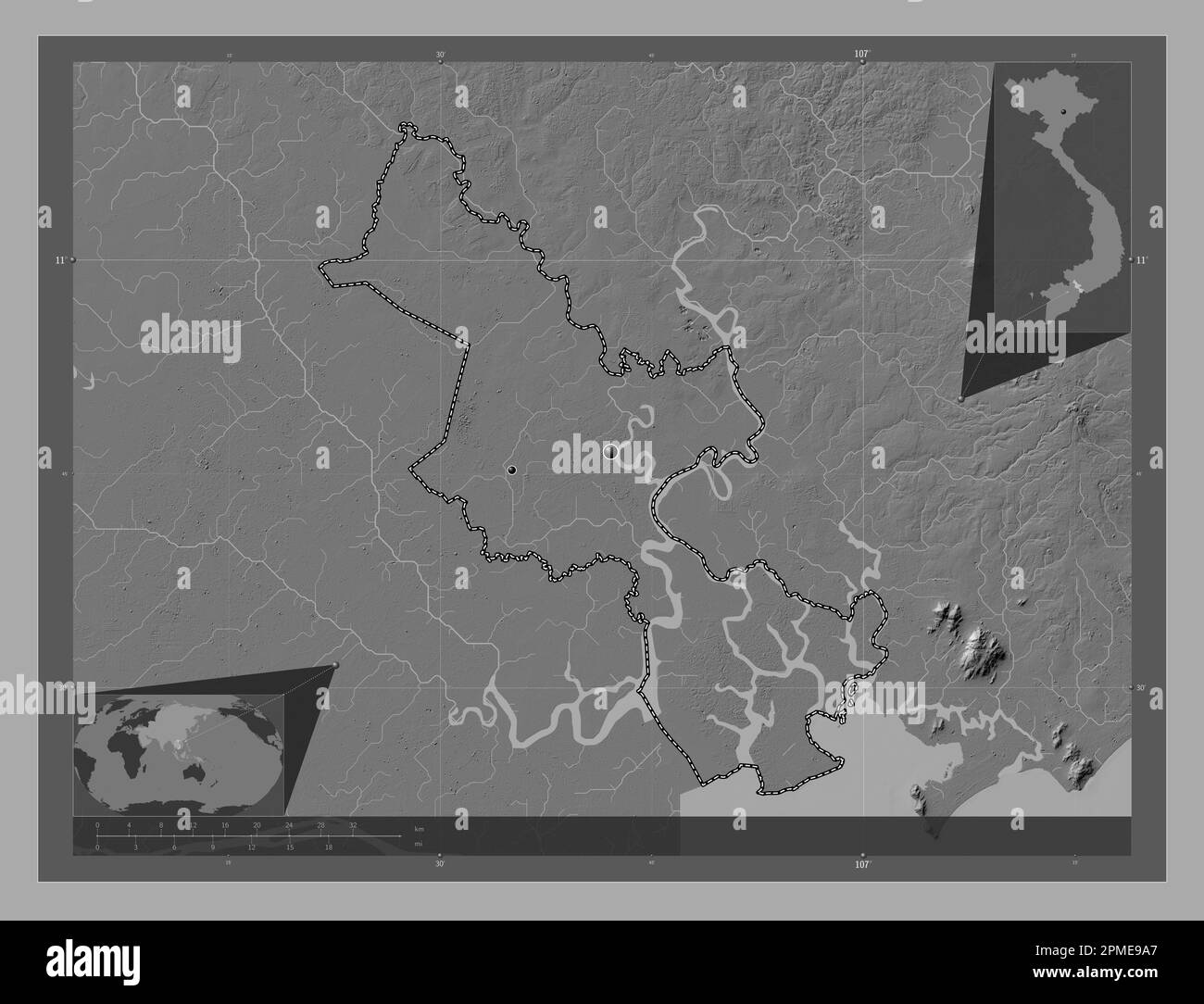 Ho Chi Minh, city|municipality|thanh pho of Vietnam. Bilevel elevation ...