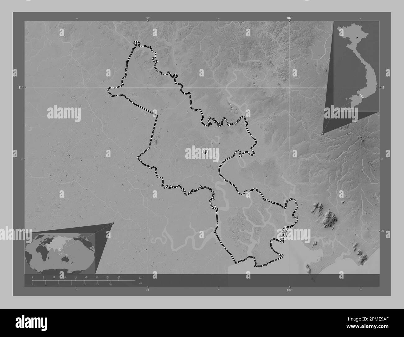 Ho Chi Minh, city|municipality|thanh pho of Vietnam. Grayscale ...