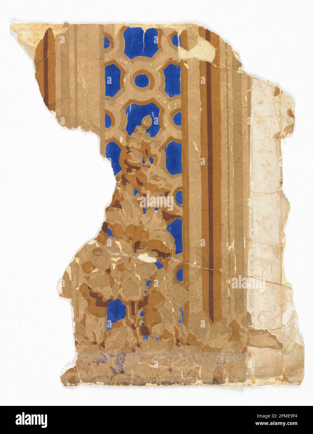 Sidewall - Fragment (England); block-printed on paper; 20 x 15.5 cm (7 ...