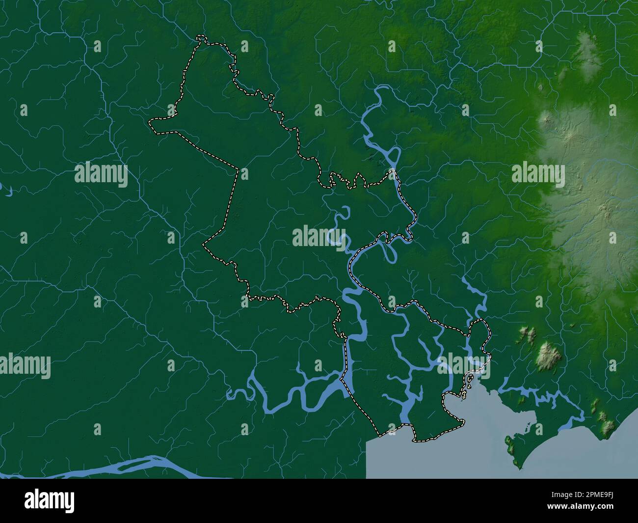 Ho Chi Minh, city|municipality|thanh pho of Vietnam. Colored elevation ...