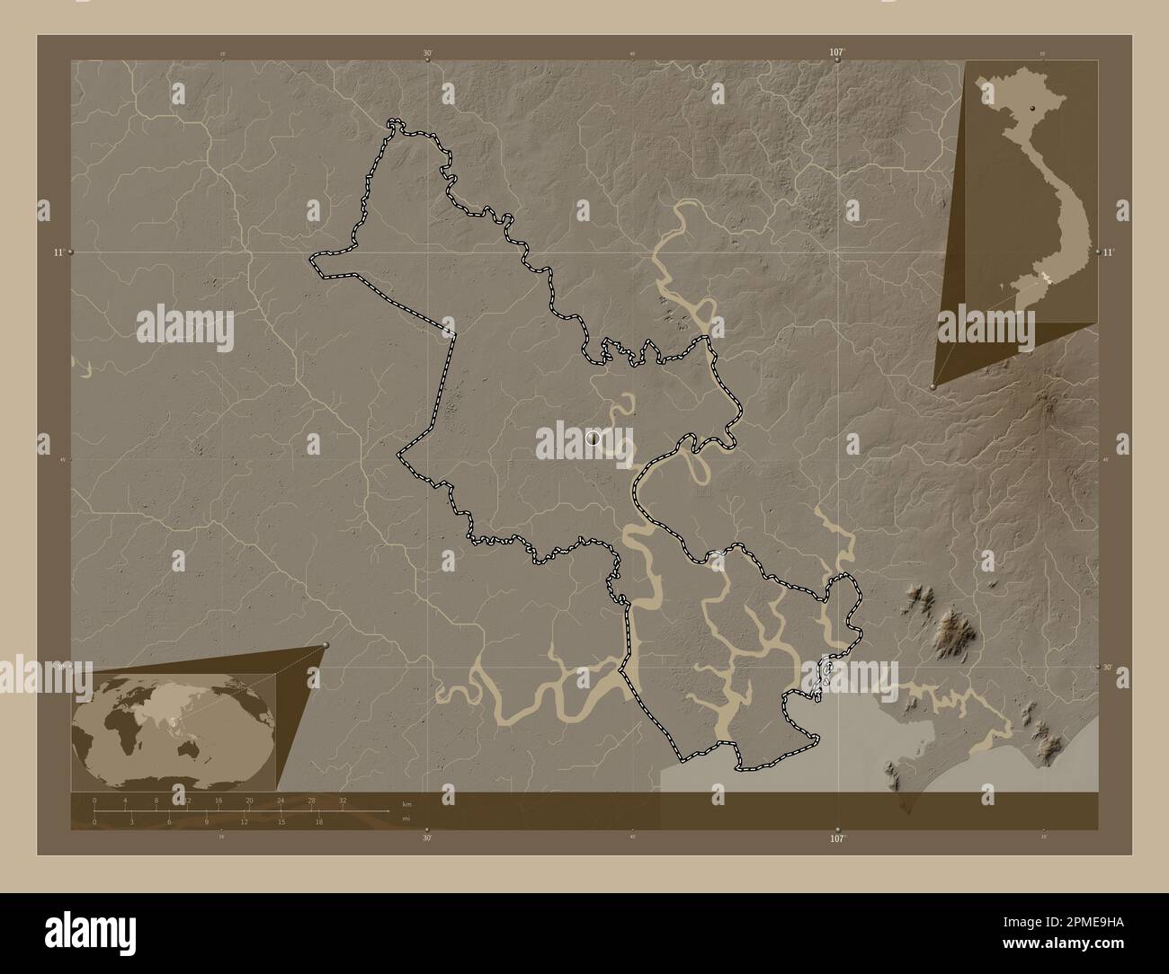 Ho Chi Minh, city|municipality|thanh pho of Vietnam. Elevation map ...