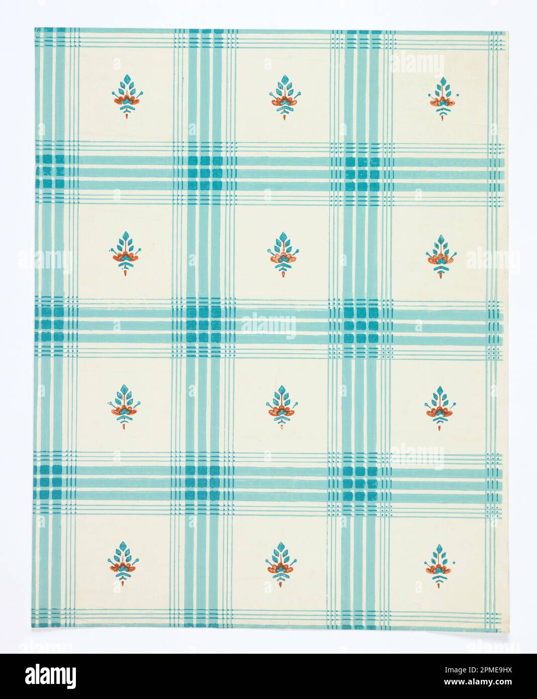 Sidewall (France); block-printed on joined sheets of handmade paper; 61 ...