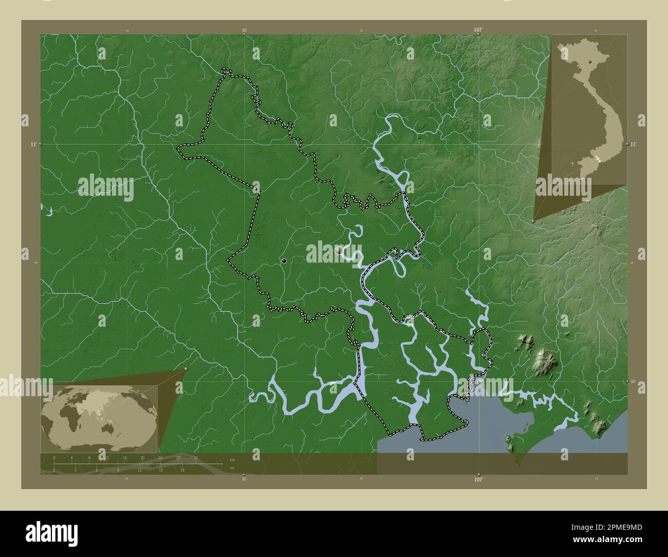 Ho Chi Minh, city|municipality|thanh pho of Vietnam. Elevation map ...