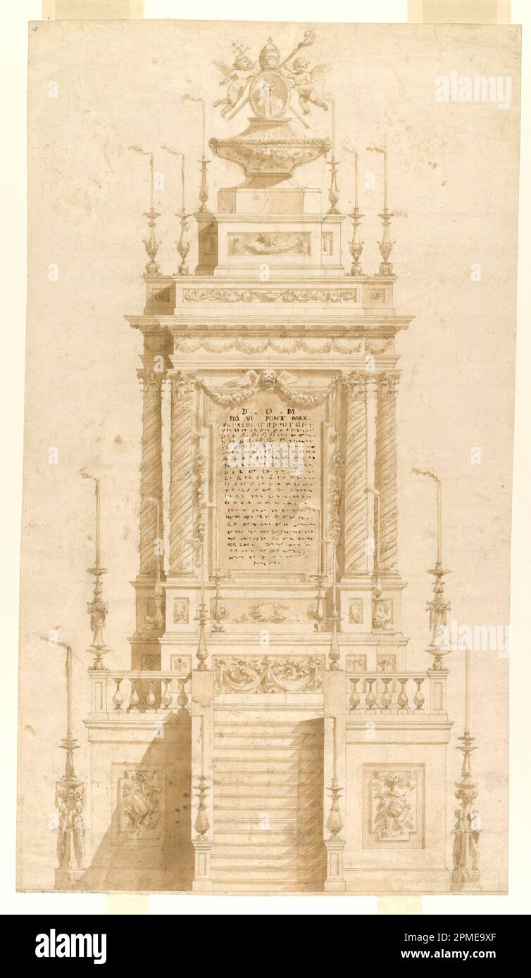 Drawing, Design for a Monument for Pope Pius VI; Flaminio Innocenzi ...