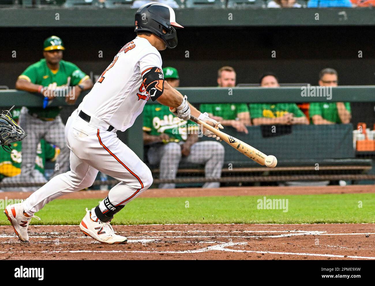BALTIMORE, MD - APRIL 12: Baltimore Orioles right fielder Adam Frazier ...