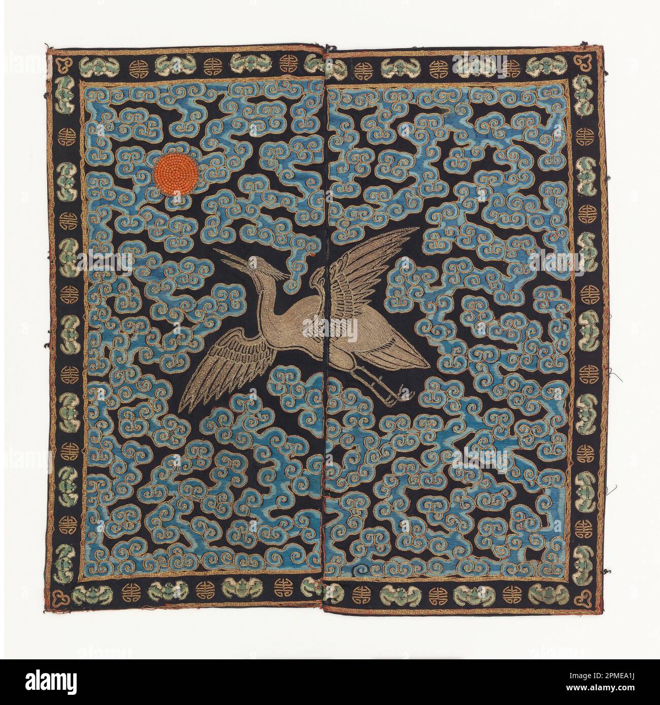 Rank Badge (China); silk and metallic embroidery on silk foundation ...