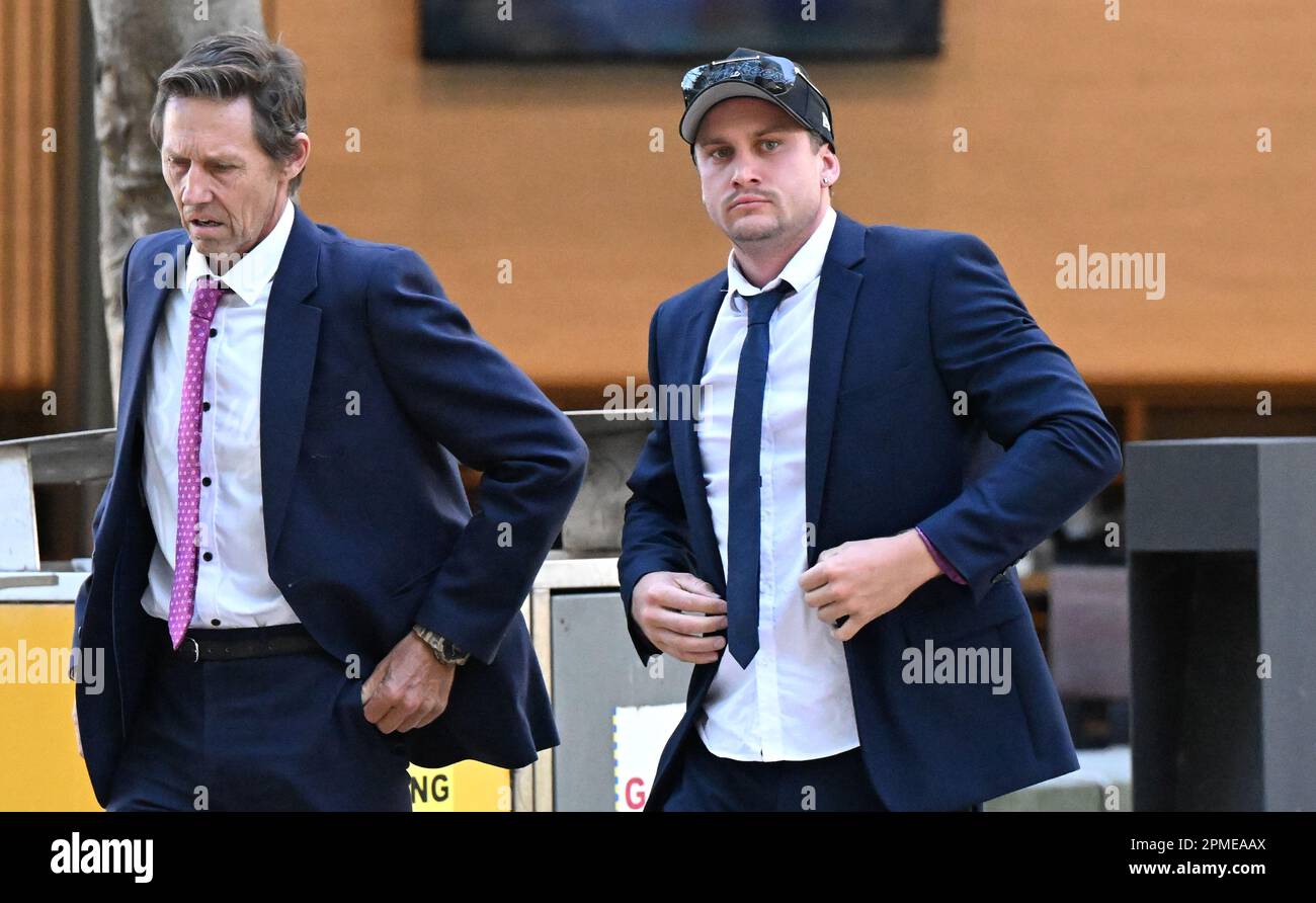 Will Warren (right) arrives at the Brisbane Supreme Court in Brisbane ...