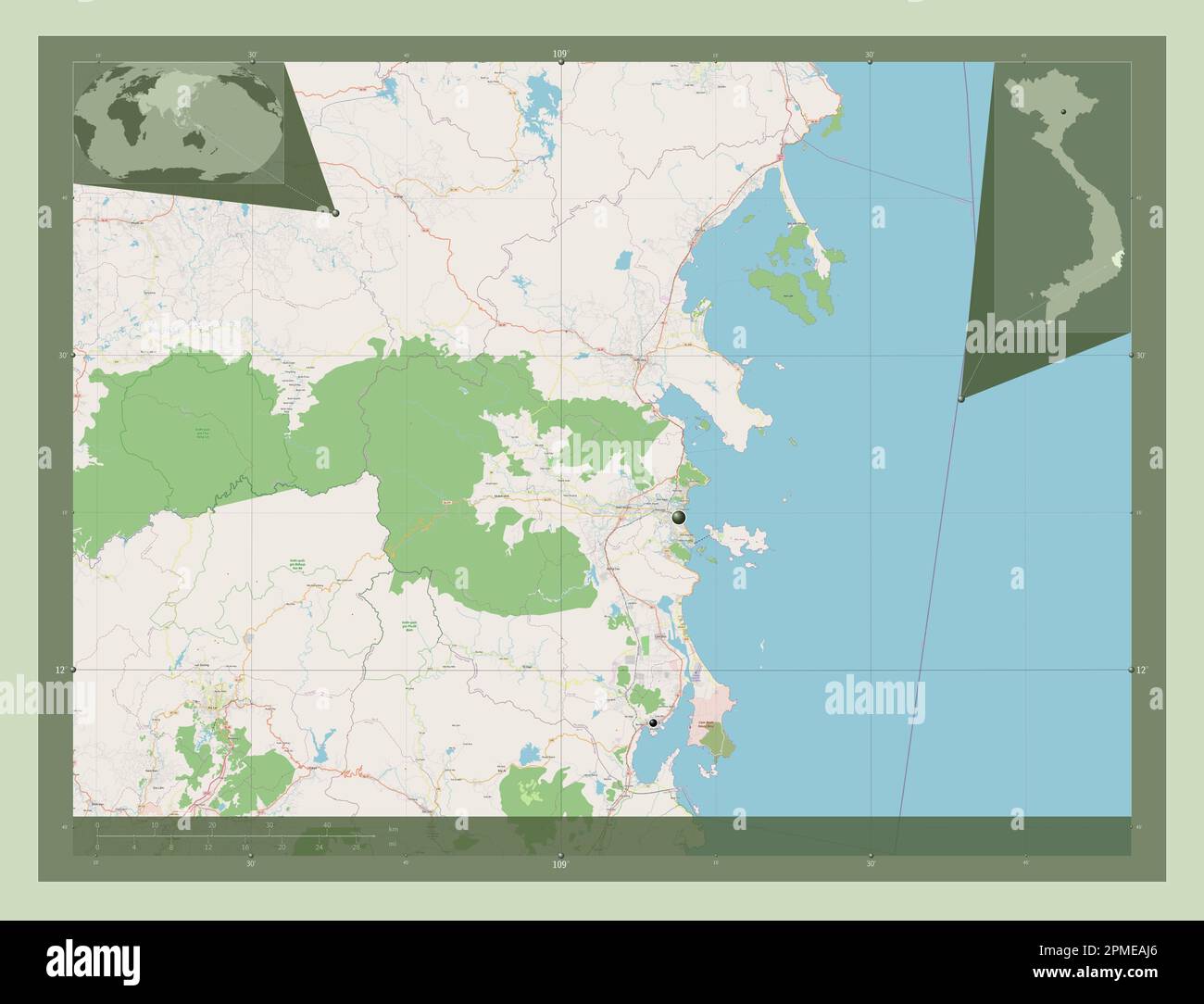 Khanh Hoa, province of Vietnam. Open Street Map. Locations of major ...
