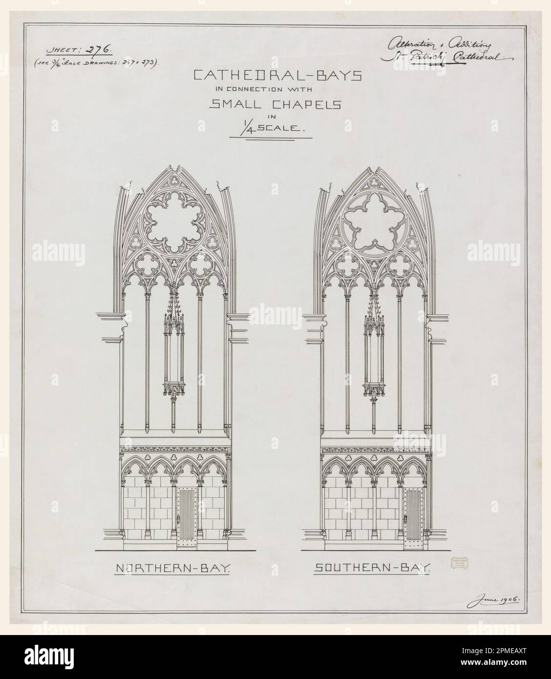 Drawing, Cathedral Bays in Connection with Small Chapels, St. Patrick's ...