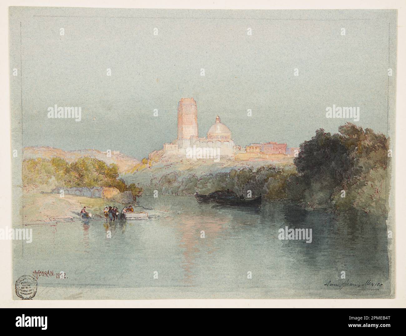 Drawing, Hacienda on the Lerma River, San Juan, Mexico; Thomas Moran ...