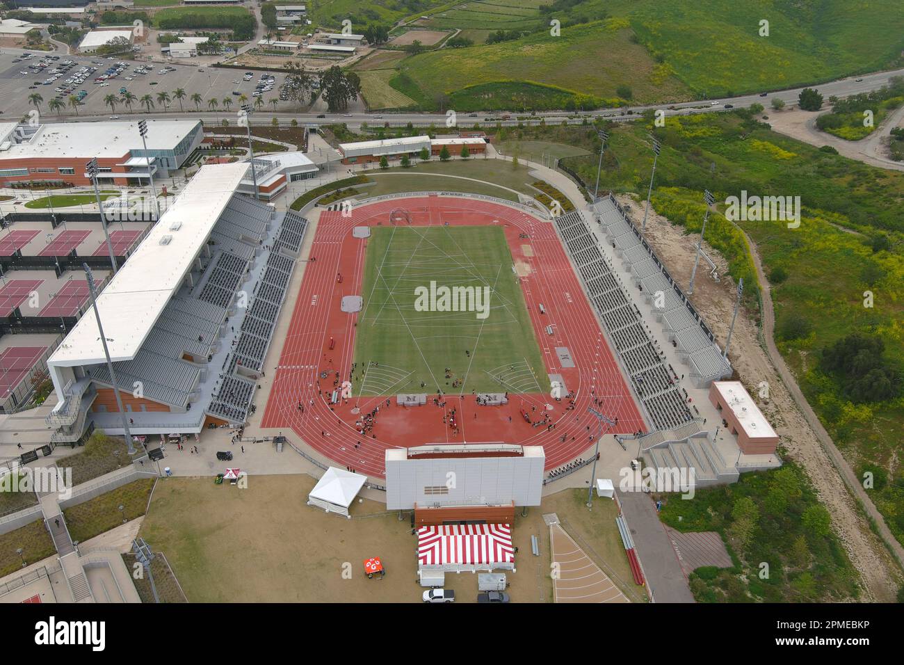 General overall aerial view hilmer lodge stadium during 63rd mt hi-res ...