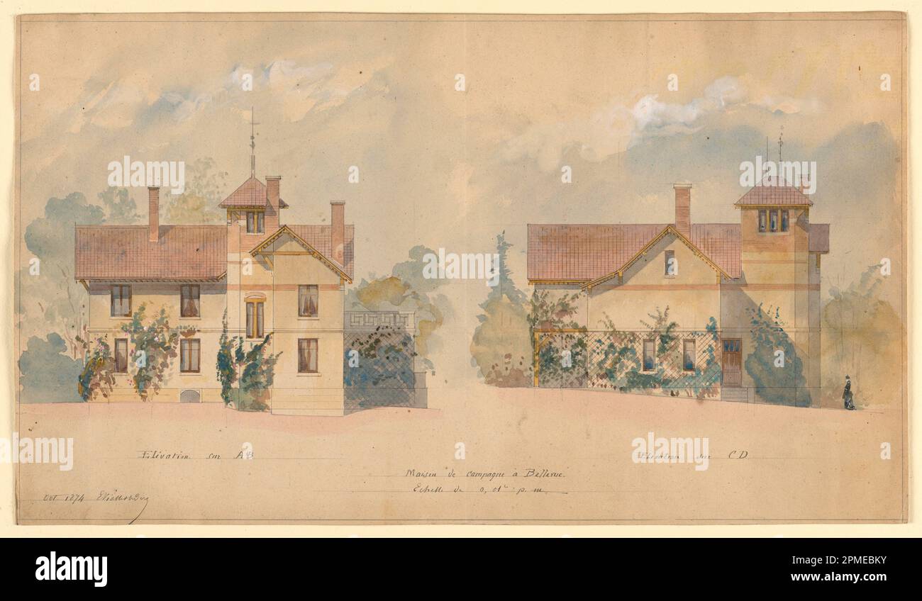 Drawing, Architectural project for the house of P.J. Hetzel; Eugène ...