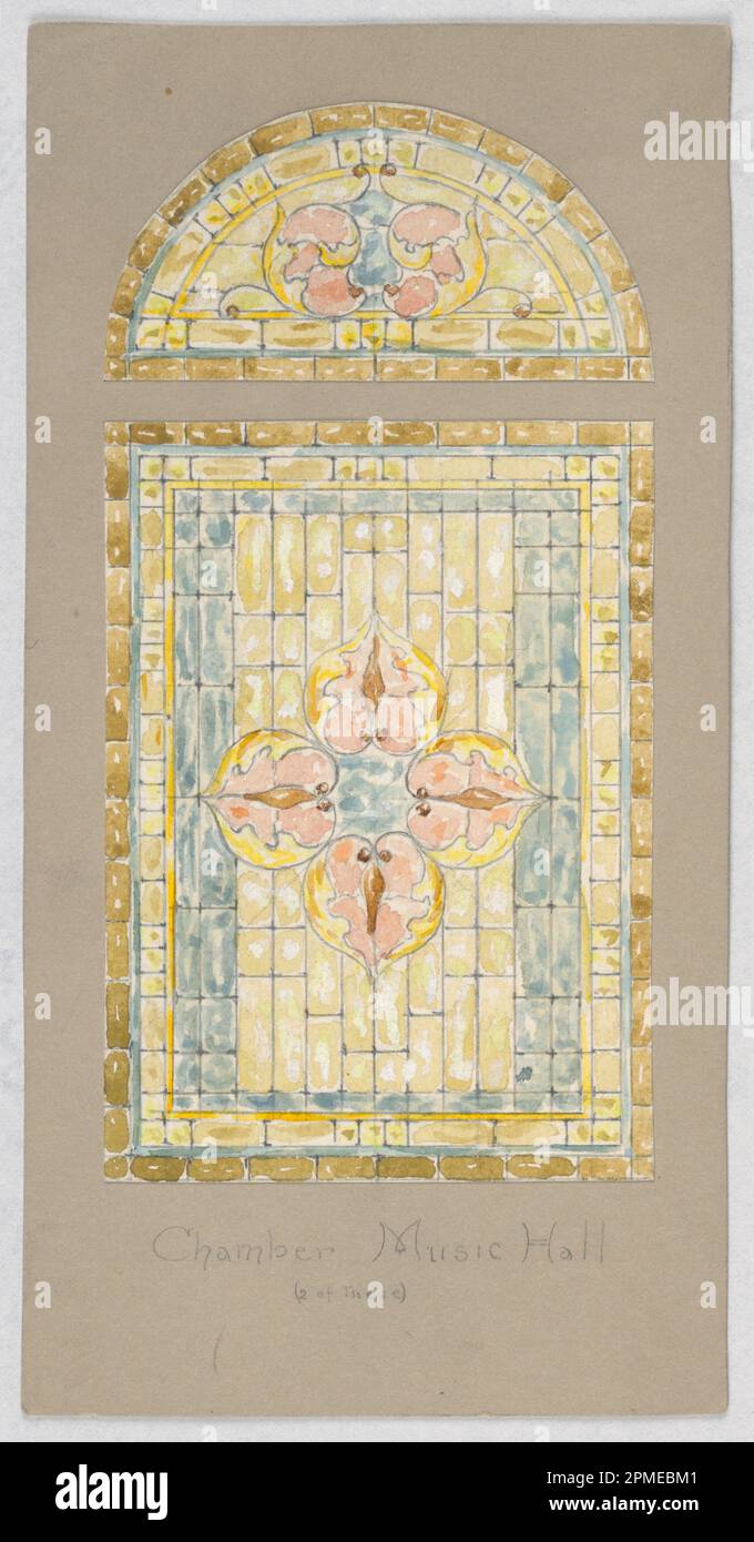 Drawing, Design for Stained Glass Windows: Chamber Music Hall, Carnegie ...